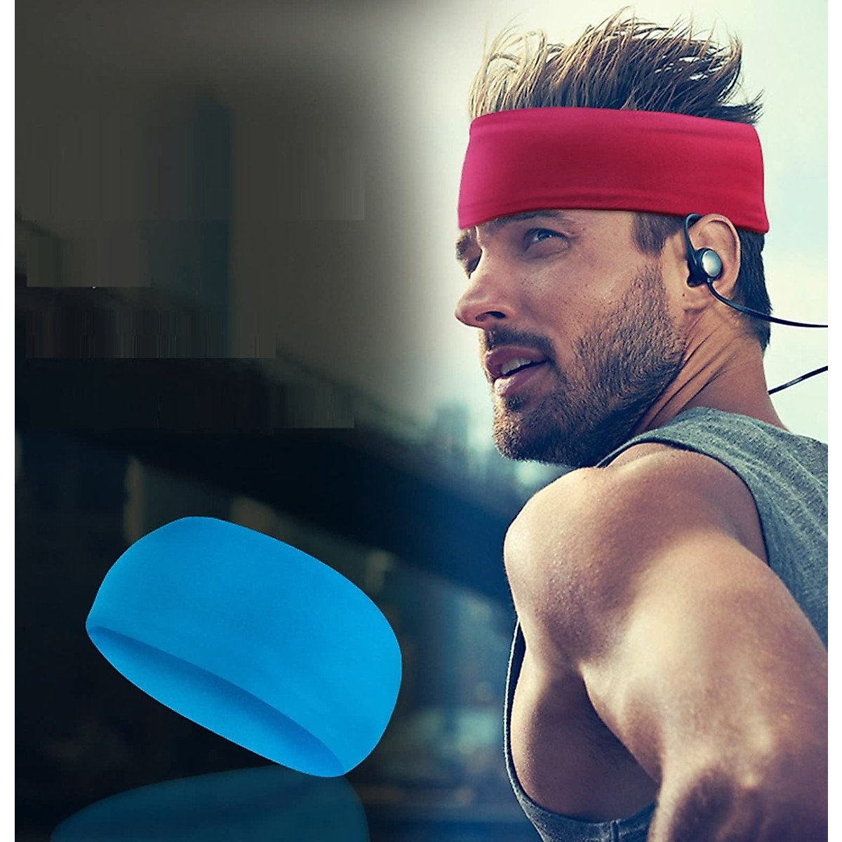 Mcolics Headbands for Men Women Sweat Hairbands Non Slip Breatheable Durable Hair Head Band Outdoor Sports Workout Yoga Basketball Running Cycling Jogging Fitness (Pink)