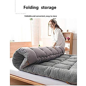 Plush Solid Color Floor Mattress Non-Slip Thicken Japanese Tatami mat Foldable Double Futon Mattress Topper for Bedroom Living Room Dorm Room EtcA-90x200cm(35x79inch)