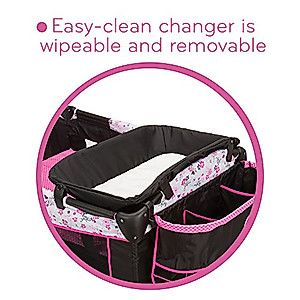 Disney Baby Sweet Wonder Playard, Foldable Baby Playpen: With Newborn Bassinet, Toy Arch, and Carry Bag, Mesh ,Minnie Garden Delight