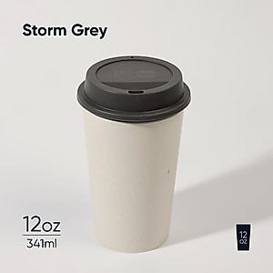 Circular and Co Reusable Now Coffee Cup - World's First Cup Made from Recycled Cups - Traditional Design - Sustainable, Insulated - 340ml/12oz (Chalk, Storm Grey)