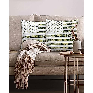 applebless Set of 2 Throw Pillow Covers Square for Home Decor, Camo 18x18 Inch Cotton Reversible Pillow Case Sofa Soft Cushion Cases for Bedroom Couch Bed Car Chair