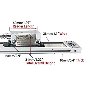 LCD Screen 2 Axis Digital Readout Display High Accuracy Magnetic Scale Encoder 1um Resolution 320mm and 5um Resolution 1020mm ((12"x40") for Lathe Machine