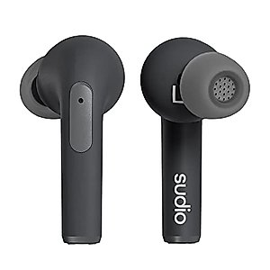 Sudio N2 Pro True Wireless Bluetooth in-Ear Earbuds with ANC - Multipoint Connection, IPX4 Water Resistant, USB-C and Wireless Charging, Microphone, 30h Play Time with Charging Case (Black)