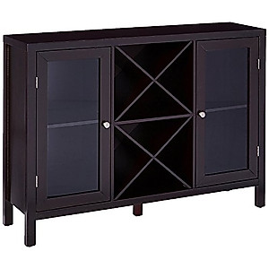 Kings Brand Furniture Wine Rack Bar Cabinet, Kitchen Sideboard and Buffet Table with Storage for Dining, Living Room, Espresso