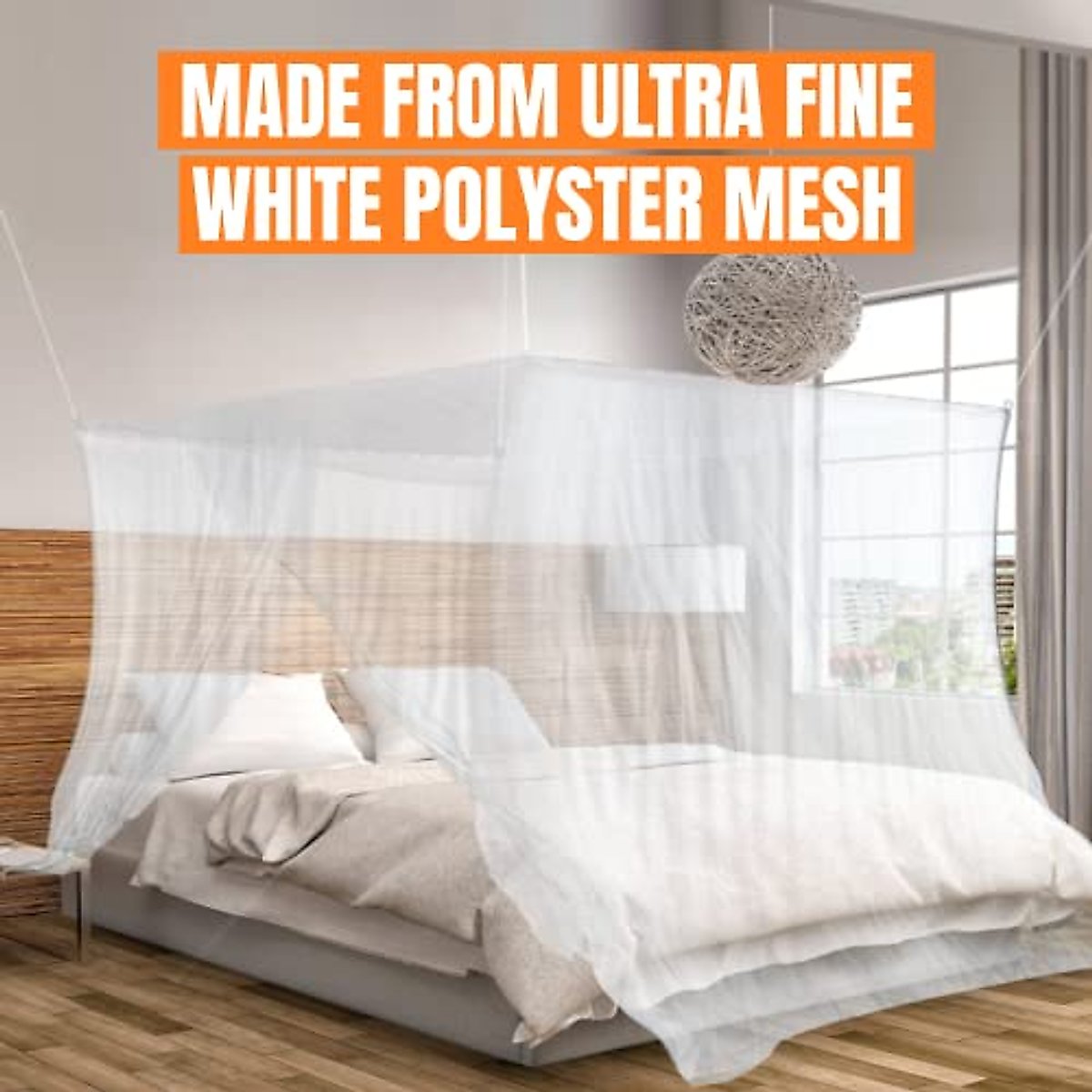 MEKKAPRO Ultra Large Mosquito Net with Carry Bag, Bug Netting with 2 Openings | Mosquito Netting for Bed, Patio, Camping, Outdoor & Travel | Mosquito Net for Bed with Carrying Pouch & Hanging Kit