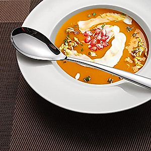 Soup Spoons Set of 6 Stainless Steel Round Spoons Asian Soup Spoon Long Handle Dinner Spoons for Kitchen Restaurant Home