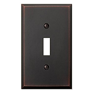 Amerelle Manhattan Single Toggle Cast Metal Wallplate in Aged Bronze