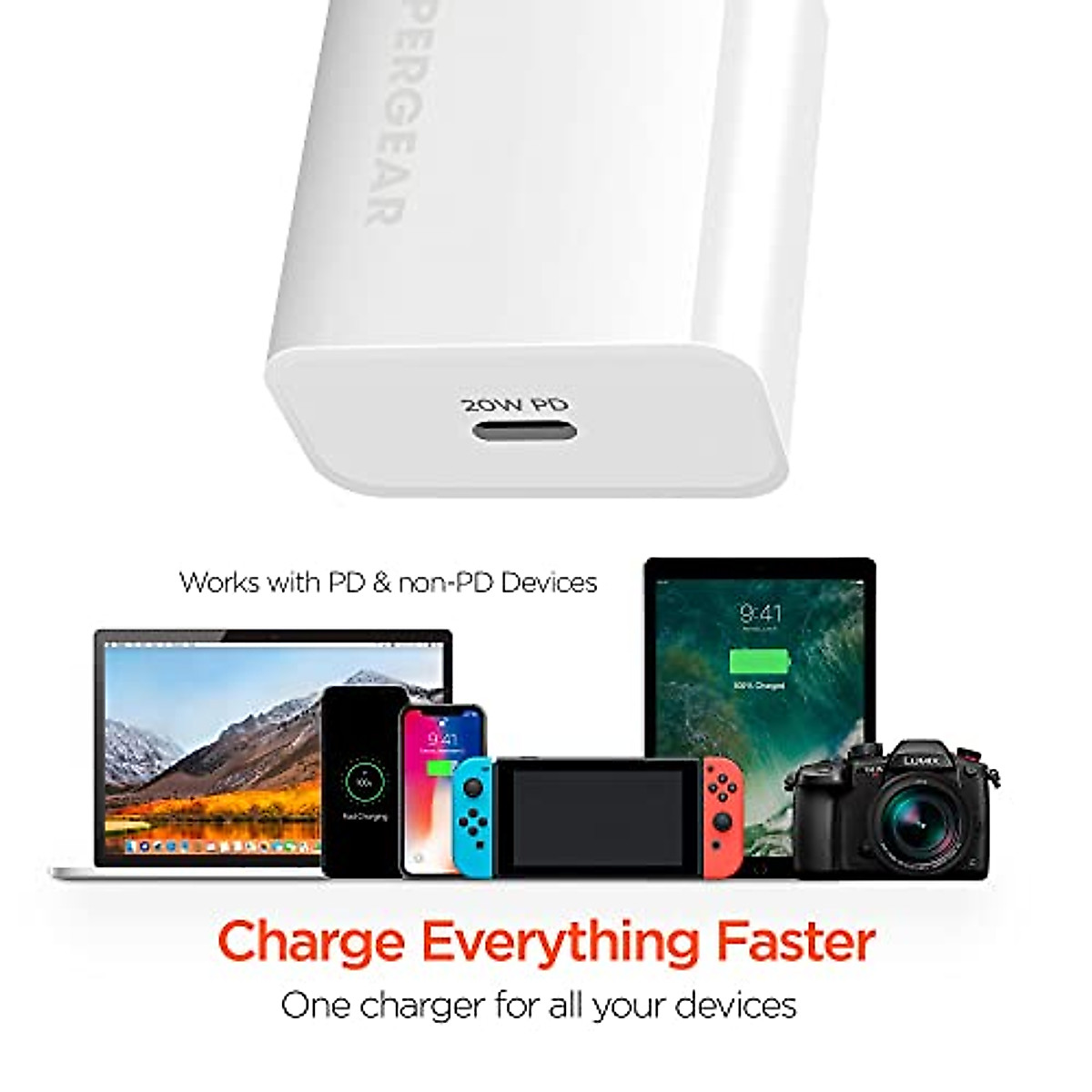 HyperGear 20W USB-C PD Wall Charger [ETL Certified] Compatible with iPhone 14/13/12/11/Pro/Pro Max, Galaxy S23/S22/S21 Note 20 5G & More [White] 15389