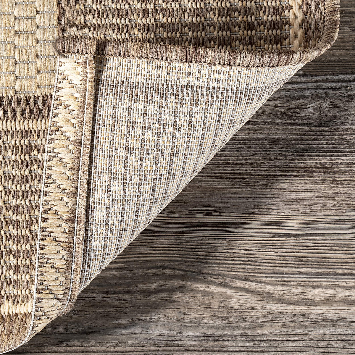 nuLOOM Gris Bordered 3x5 Indoor/Outdoor Accent Rug for Living Room Patio Deck Front Porch Entryway Kitchen, Beige/Tans