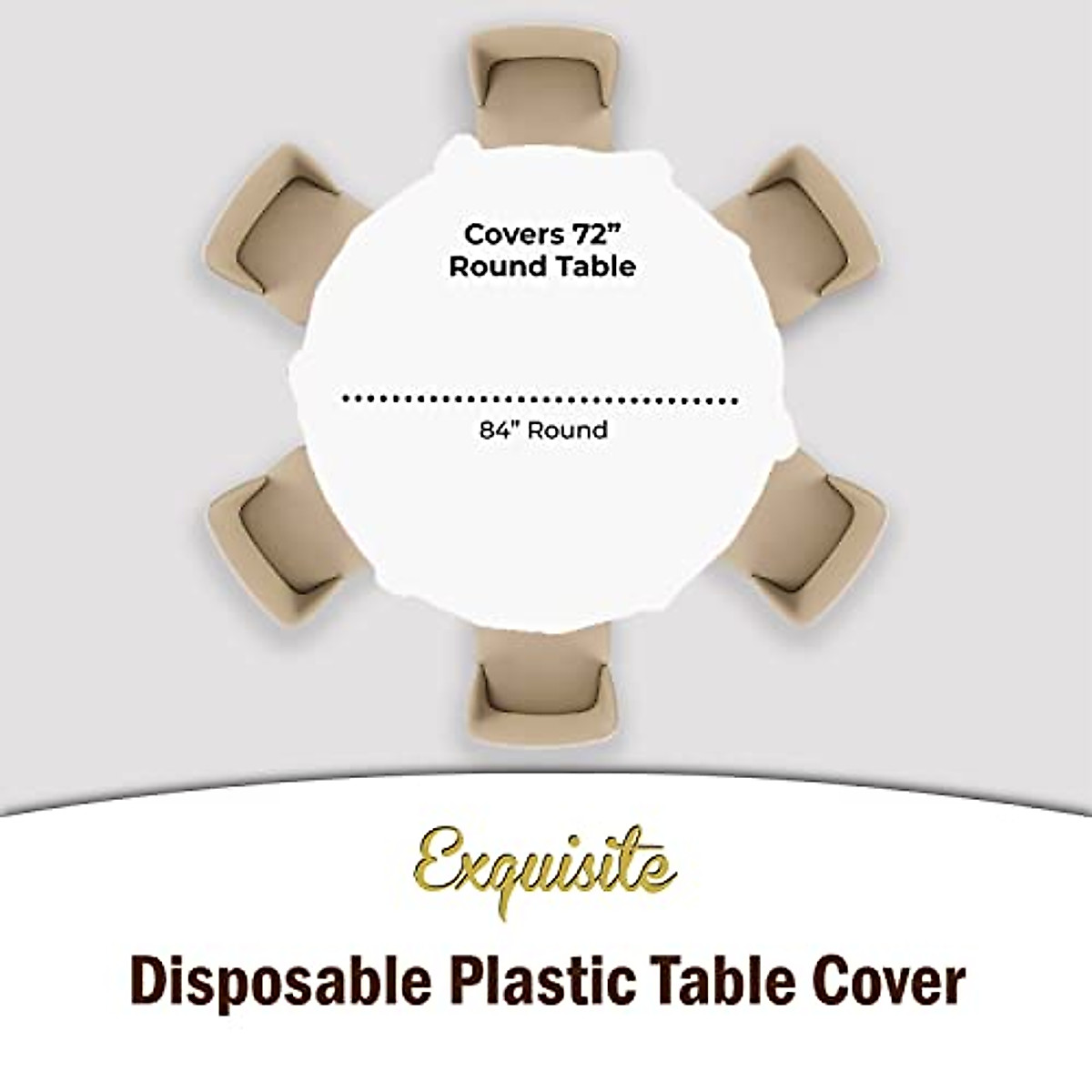 Exquisite White Round Tablecloths in Bulk 48 Pack White Plastic Disposable Table Cloth 84 Inch White Tablecloth Plastic Table Cloths for Parties Disposable by The Case