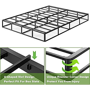 VTWAZAST King Box Spring Only, 5 Inch Low Profile Heavy Duty Metal Structure with Easy Clean Fabric Bed Cover, Non-Slip, Noise Free, Easy Assembly