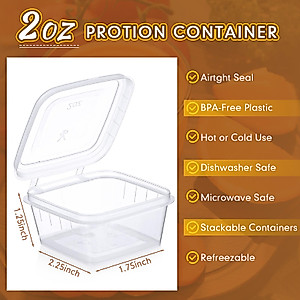 Hushee 500 Pack 2oz Plastic Disposable Portion Cups with Hinged Lids Disposable Sauce Containers with Lids Disposable Food Storage with Lids Disposable Souffle Cups for Lunch Party Trips