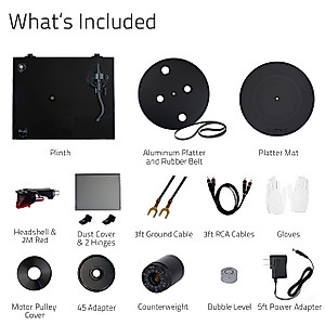 Fluance RT83 Reference High Fidelity Vinyl Turntable Record Player with Ortofon 2M Red Cartridge, Speed Control Motor, High Mass MDF Wood Plinth, Vibration Isolation Feet - Piano Black