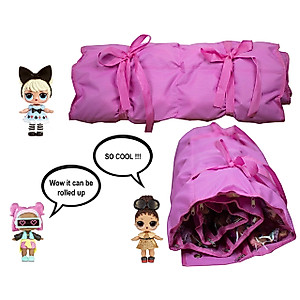 HOME4 LOL Toys Hanging Over The Door Storage Organizer Carrying Travel, 40 Clear View Pockets, Roll Up, for Small Dolls, Cars, Jewelry, Hair Accessories, Arts & Crafts, Bead, Sewing and More (Pink)