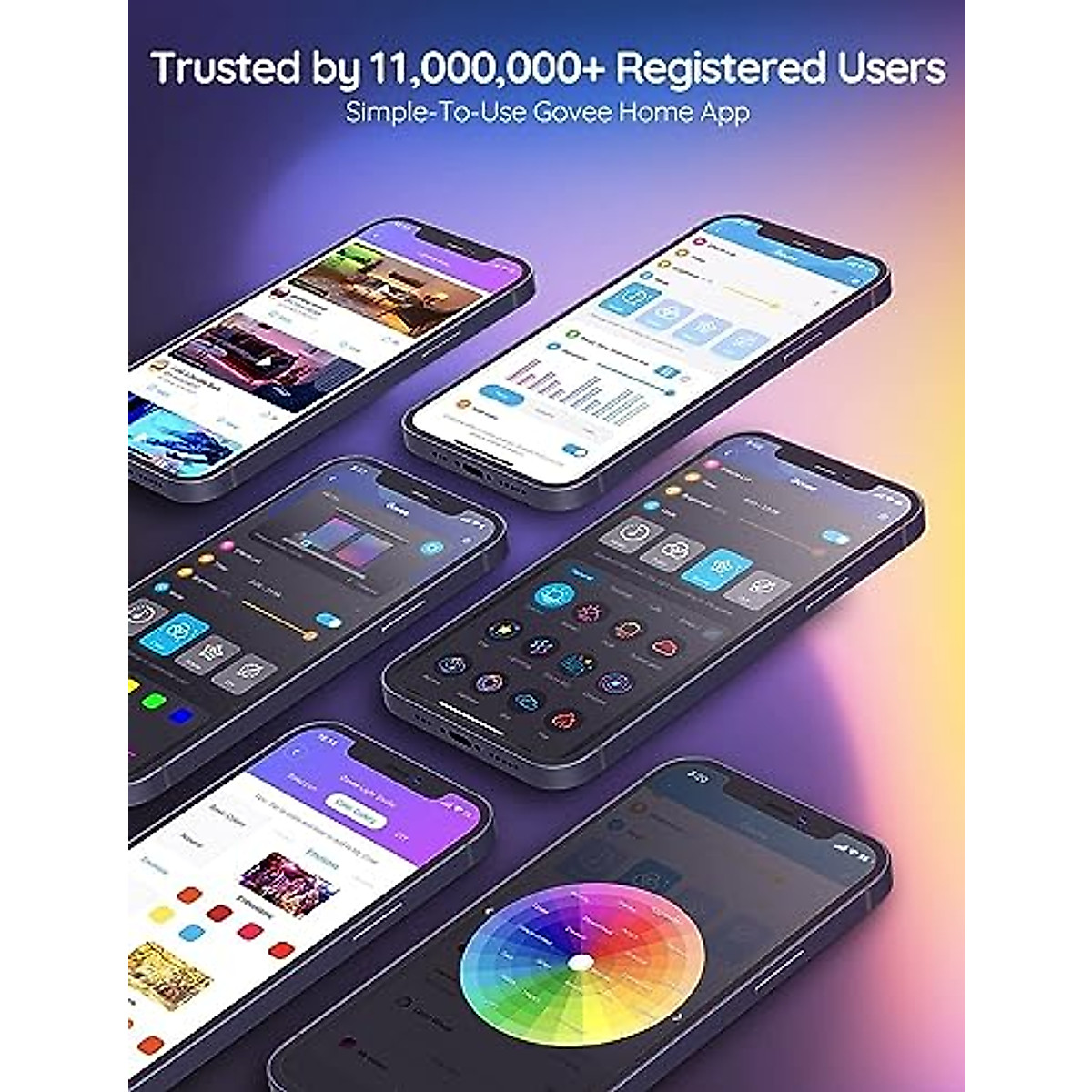 Govee 130ft LED Strip Lights, Bluetooth RGB LED Lights with App Control, 64 Scenes and Music Sync LED Lights Strip for Bedroom, Living Room, Party, ETL Listed Adapter (2 Rolls of 65ft)