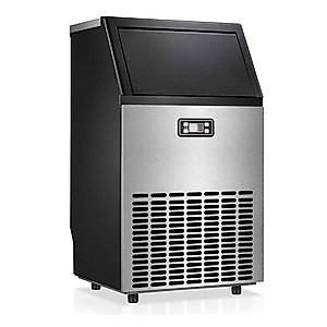 Undercounter Commercial Ice Maker Machine, 100 LBS/24H with 33LBS Large-Capacity, Freestanding|Countertop Ice Machine with Scoops for Commercial Use Bar, Coffee Shop, Restaurant, Office, Garage, Home