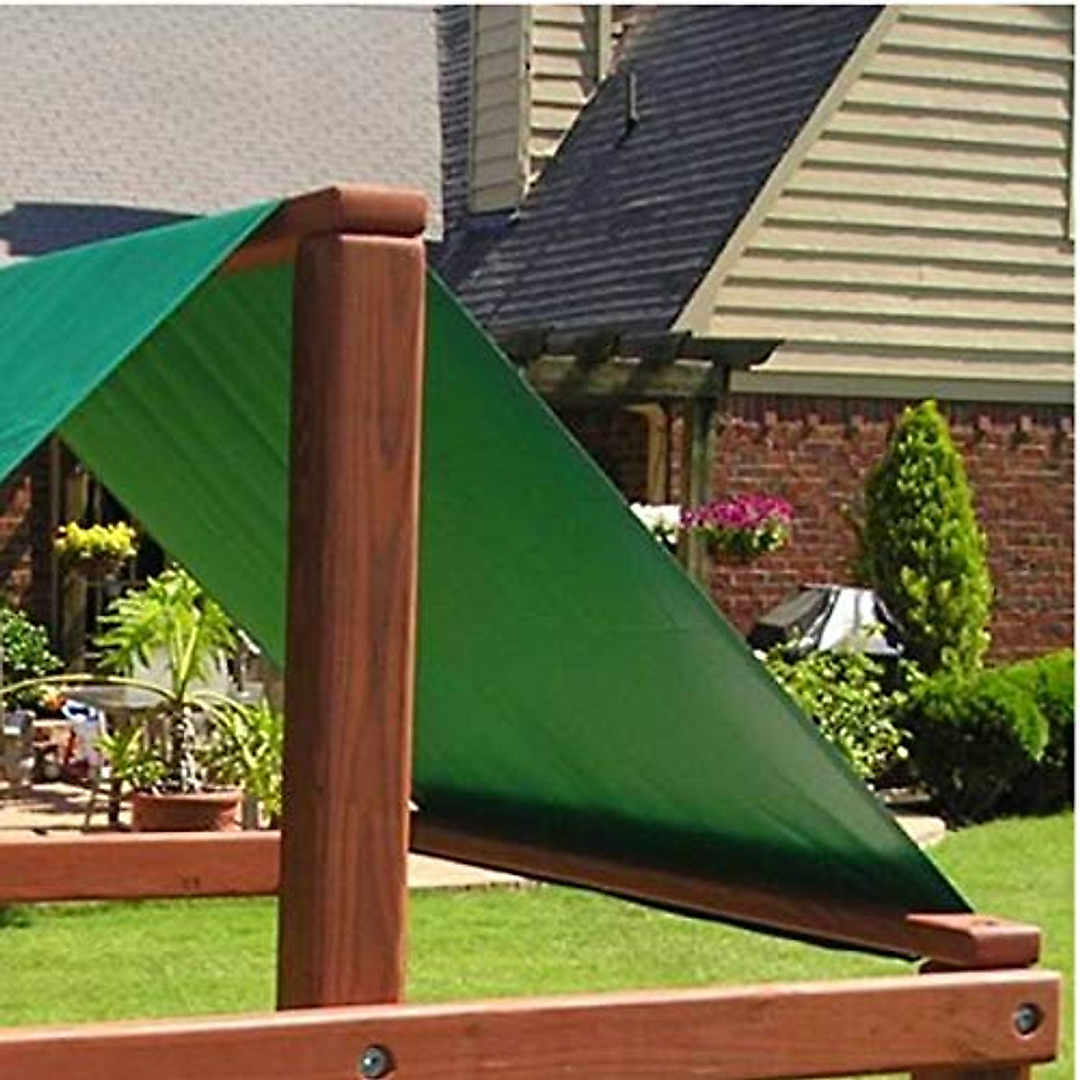 Sevenmore Playground Replacement Canopy, 43" x 90" Outdoor Swingset Shade Kids Playground Roof Canopy Waterproof Cover Snow Proof Tent Replacement Tarp Sunshade (Green-43 90")