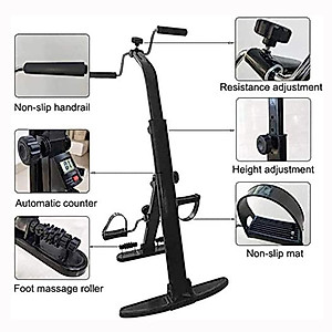 Upper and Lower Limb Rehabilitation Bicycle, Elderly Household Rehabilitation Training Equipment, Hand and Leg Rehabilitation Training Exercise Bike,Black