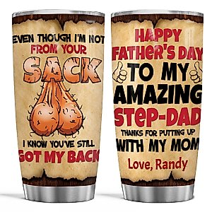wowcugi Personalized Bonus Stepdad Tumbler 20oz & 30oz Step Dad Coffee Travel Mug & Cup - Stepped Up Dad Gift From Stepdaughter/Stepson - For Birthday & Father's Day