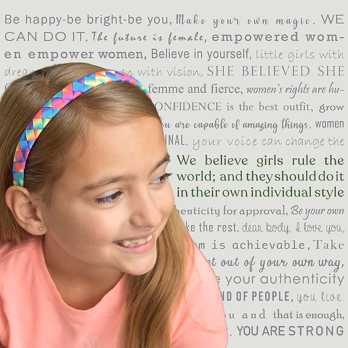 FROG SAC Rainbow Headband for Girls, Tie Dye Headbands for Kids, Cute Hard Head Band for Little Girl Hair Accessories, Unicorn Fashion Braided Hair Band, Basketweave Hand Braid Headband