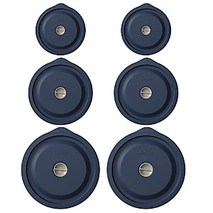 Replacement Lids for Pyrex 7200-PC 2 Cup and 7201-PC 4 Cup and 7402-PC 6/7 Cup, Silicone Round Storage Cover Lid for Anchor Hocking Glass Bowl 6 Pack Dark Blue