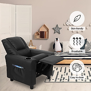 chizzysit Kids Recliner Chairs for Toddlers, Toddler Recliner for Kids Age 1-4 with Cup Holder and Side Pockets, Kids Sofa Couch for Children Bedroom, Living Room, Black