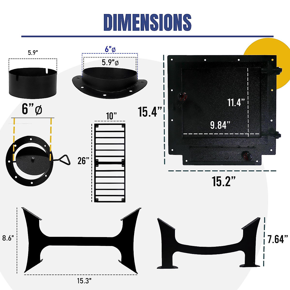 Sonret Barrel Woodstove Kit with Adapter Kit & Burn Barrel Grate – Perfect for 30-55 Gallon Barrel - Barrel Stove Kits - Fire Wood Camp Stove Barrel Stove Kit & Double Barrel Stove Adapter Kit…