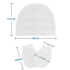 Baby Hats and Mittens Set Newborn Essentials Beanie Newborn Infant Hats for Baby Boys Girls Black & White & Gray