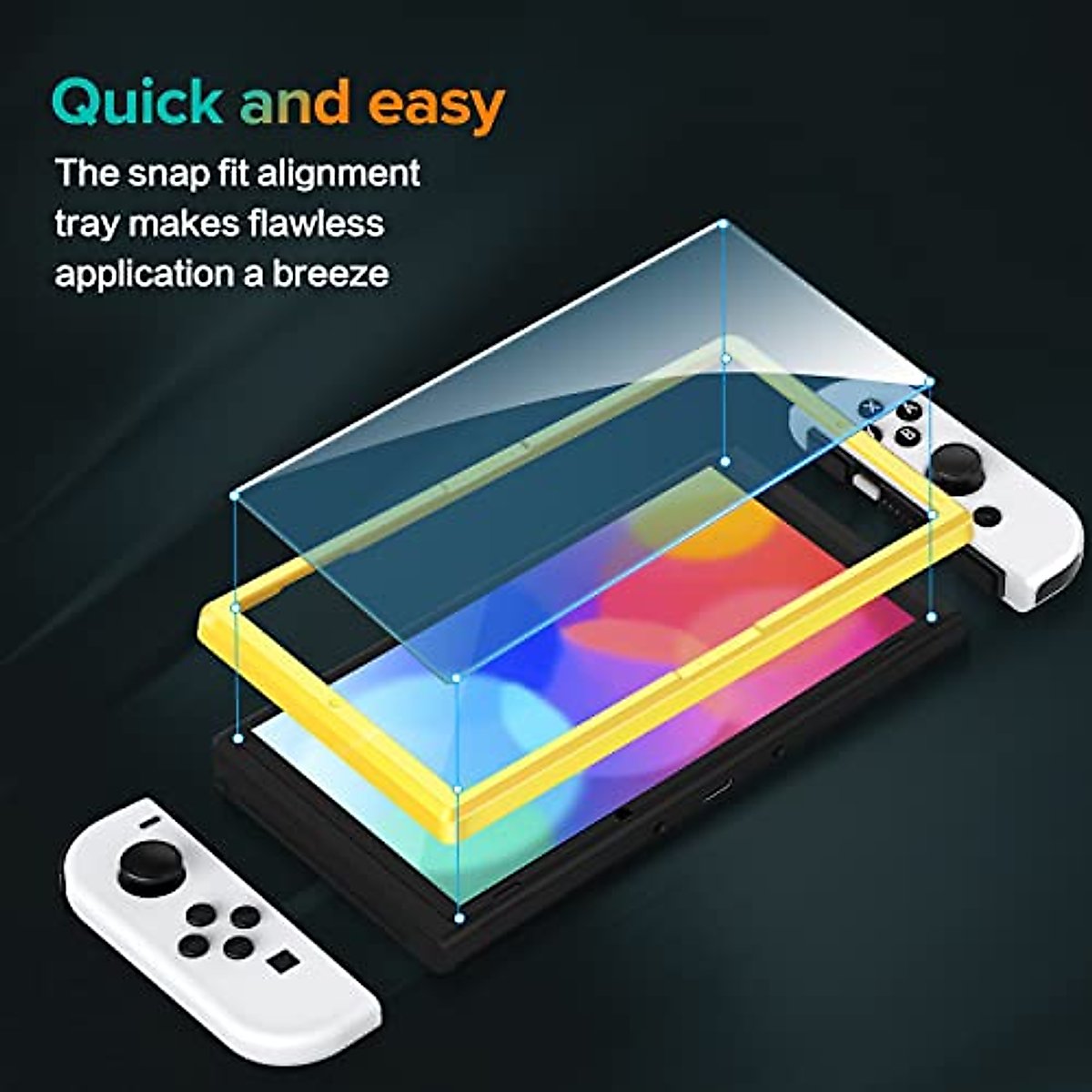 ivoler [4 Pack Tempered Glass Screen Protector Designed for Nintendo Switch OLED Model 2021&2023 with [Alignment Frame] Transparent HD Clear[Updated Version] Screen Protector for Switch OLED 7''