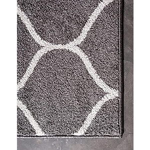 Unique Loom Trellis Frieze Collection Area Rug - Rounded (4' 1" x 6' 1", Dark Gray/ Ivory)
