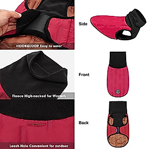 cyeollo Dog Coat Puffer Jacket for Cold Weather Windproof Warm Puffer Jackets with Fleece High Collar Winter Pet Vest for Small Dogs Clothes Boy Apparel, Burgundy Small