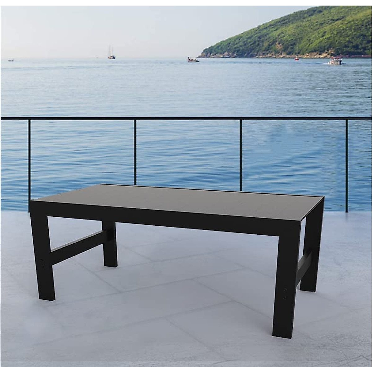 CNPRAZ Black Aluminum Outdoor Patio Coffee Table, Suitable for Garden, Open-air Balcony, Poolside, Easy to Move, Quick to Assemble, Full Aluminum Alloy Frame