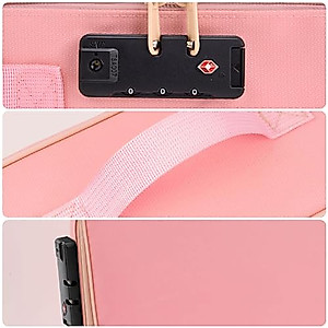 Sgorlds Fireproof Document Bag with Lock, Important Document Organizer Home Office Travel Safe Bag, 3 Layer Portable Filing Storage for Waterproof File Passport Certificates Legal Documents Pink