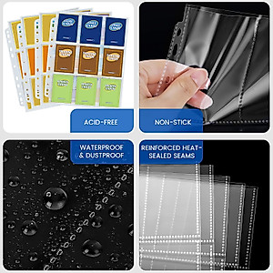Fabmaker 36 Pack Trading Card Sleeve Pages, Holds 648 Cards, 9 Pocket Trading Card Storage, 11 Holes Card Sleeves Binder Sheets Fit 3 Ring Binder for MTG, Sport Card, Game Card, Business Cards, Coupon