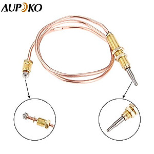 Aupoko Universal Gas Thermocouple, 600 mm Length, M8x1 End Nut and Head Tip Fit for BBQ Grill or Fire Pit Heater or Gas Water Heater