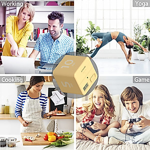 Cube Timer 1-3-5-10 Minutes Time Management for Cooking Teaching Learning, Kitchen Timer, Kids Timer, Workout Timer, Meditation Timer, Study Timer(Yellow)…