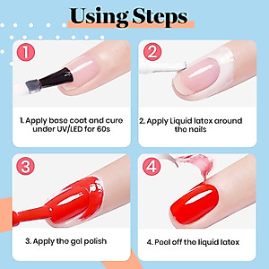 beetles Gel Polish Liquid Latex Nail Polish Barrier 15ml*2 Peel off Gel Cuticle Guard for Nails Liquid Latex Barrier Protector White Latex Tape for Nails Liquid Latex Nail Polish Barrier
