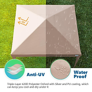 Quictent Ez Pop up Canopy Tent 10'x10' with Detachable Window Sidewalls, One Person Setup, Waterproof Outdoor Portable Vendor Tent Shelter Enclosed, Wheeled Bag Included (Khaki)