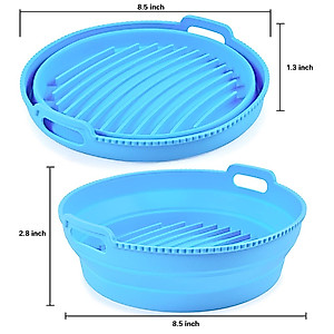 SameTech 2PCS Foldable Air Fryer Silicone Liner for 4-7QT 8.5inch Basket Reusable Air Fryer Liners Silicone Dishwasher Safe Heat Resistant Air Fryer Pot Replacement of Flammable Paper Liner (Blue)