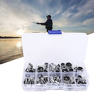 90Pcs Fishing Rod Pole Ring Stainless Steel Ceramics Fishing Rod Repair Kit Fishing Rods and Accessories