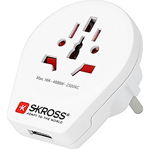 Skross Pro-World & USB Travel Adaptor, White