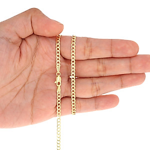 Nuragold 14k Yellow Gold 3mm Solid Cuban Curb Link Chain Pendant Necklace, Mens Womens Jewelry 16" 18" 20" 22" 24" 26" 28" 30"
