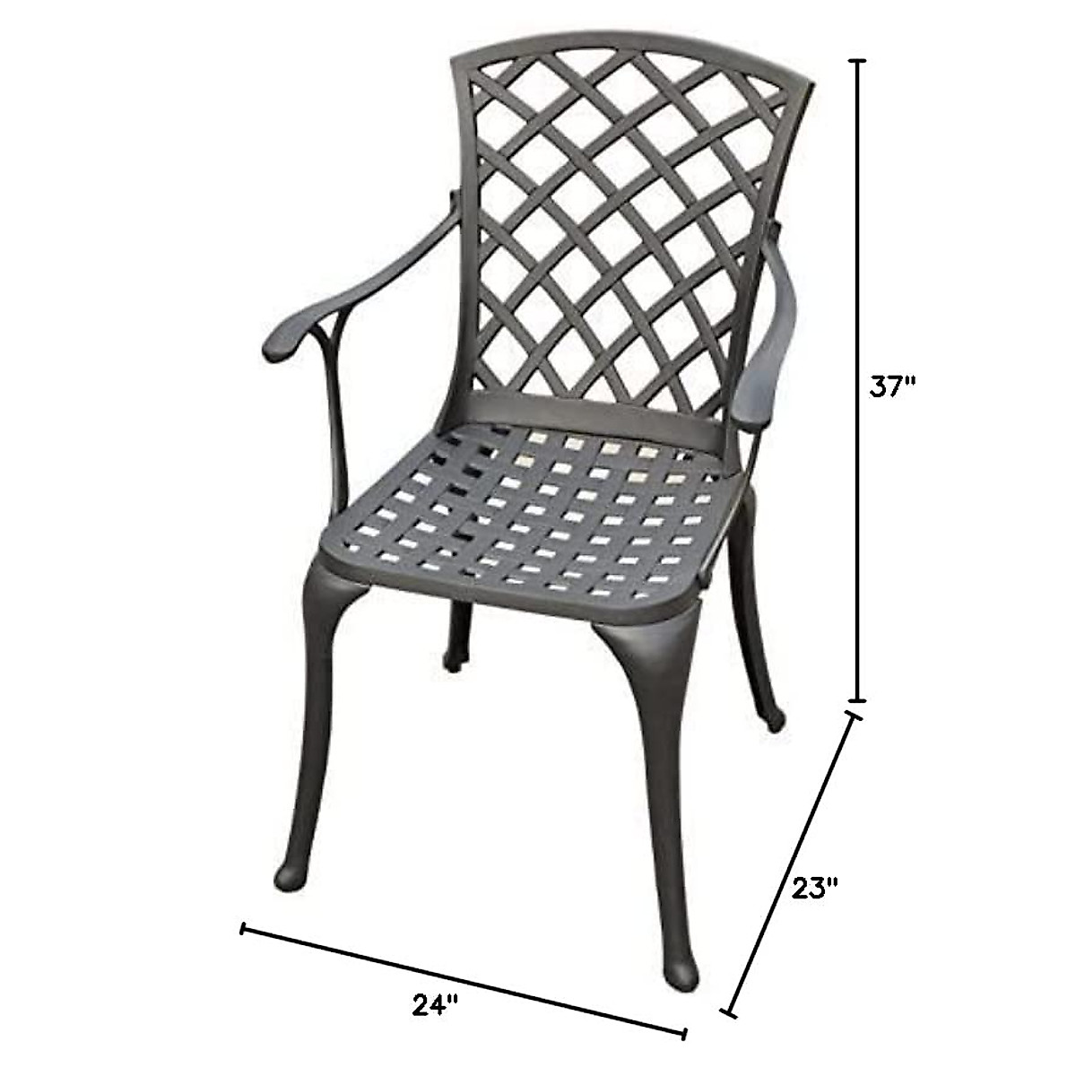 Crosley Furniture Sedona Solid-Cast Aluminum Outdoor High-Back Arm Chair, Black