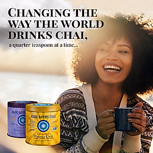 Blue Lotus Chai - Traditional Masala Chai - Makes 100 Cups - 3 Ounce Masala Spiced Chai Powder with Organic Spices - Instant Indian Tea No Steeping - No Gluten