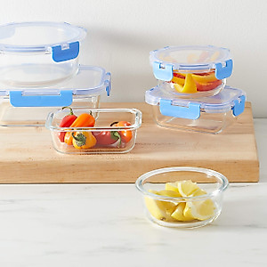 Amazon Basics Glass Food Storage Container with BPA-Free Locking Lid - Set of 14
