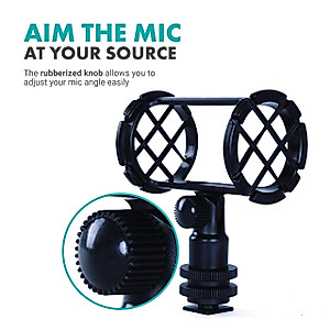 Movo SMM1 Microphone Shock Mount with Camera Cold Shoe for Shotgun Microphones 19-25mm in Diameter (Including Rode NTG-1, NTG-2, Sennheiser MKE-600)