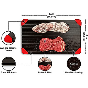 XWell Defrosting Tray for Faster Food De-Icing. Eco-Friendly, Food-Grade Aluminum Thawing Plate Without The Necessity of Microwave or Hot Water. Large Size, Big Enough to Satisfy The Whole Family