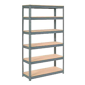 Global Industrial Extra Heavy Duty Shelving 48"W x 18"D x 60"H With 6 Shelves, Wood Deck, Gry