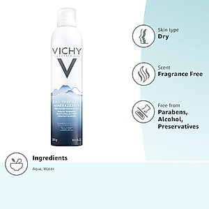 Vichy Laboratories Mineralizing Thermal Water, Hydrating Mineral Rich Facial Spray with Antioxidants to Soothe and Protect Skin, 10.1 Fl Oz (Pack of 1)