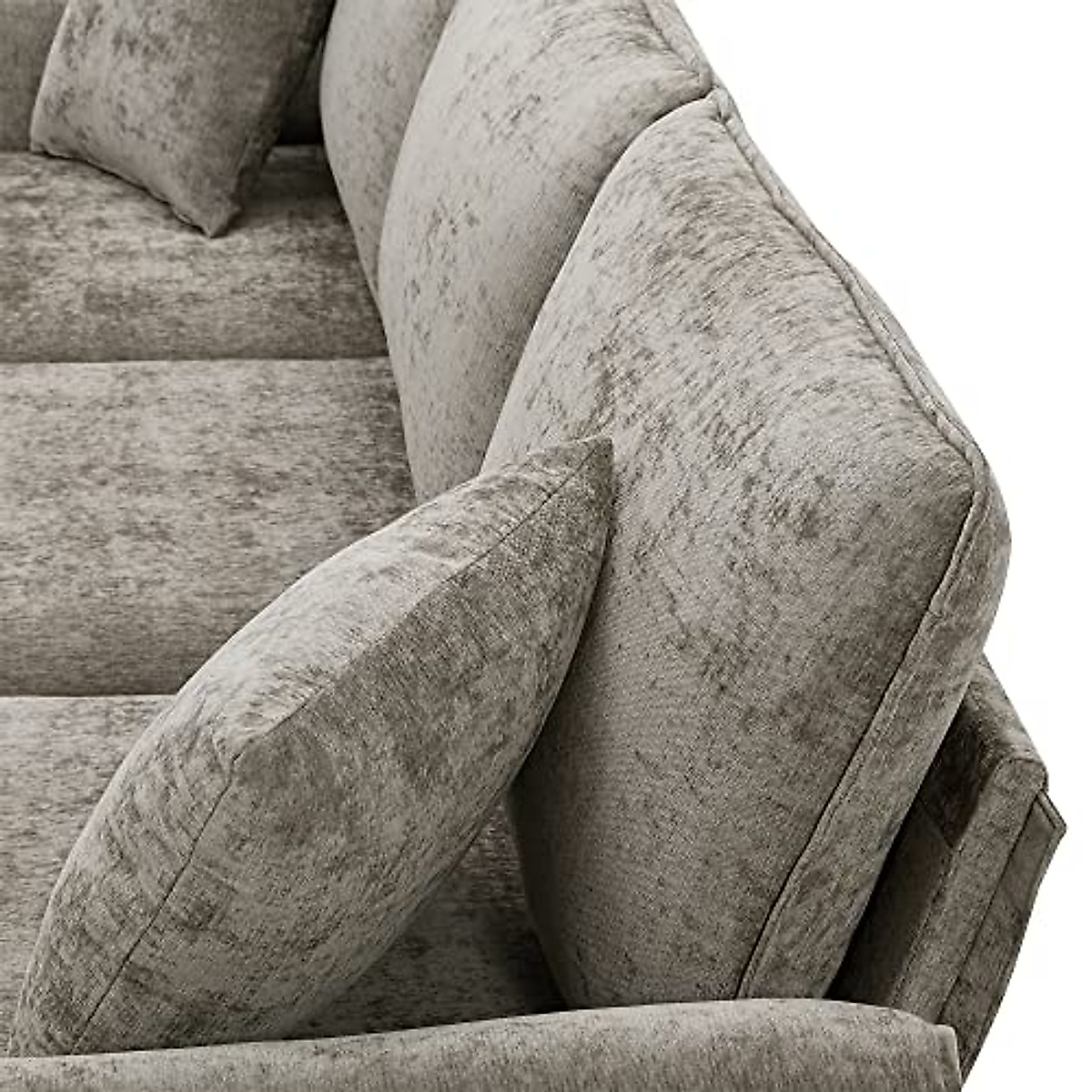 ERYE 84" L-Shaped Upholstered Corner Sofa Convertible Sectional Sofa & Couch,Modern Chenille Upholstery Couch with Reversible Chaise and 2 Pillows for Home Apartment Office Living Room